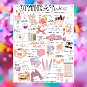 Printable Birthday Bucket List | Birthday Activities List - Etsy