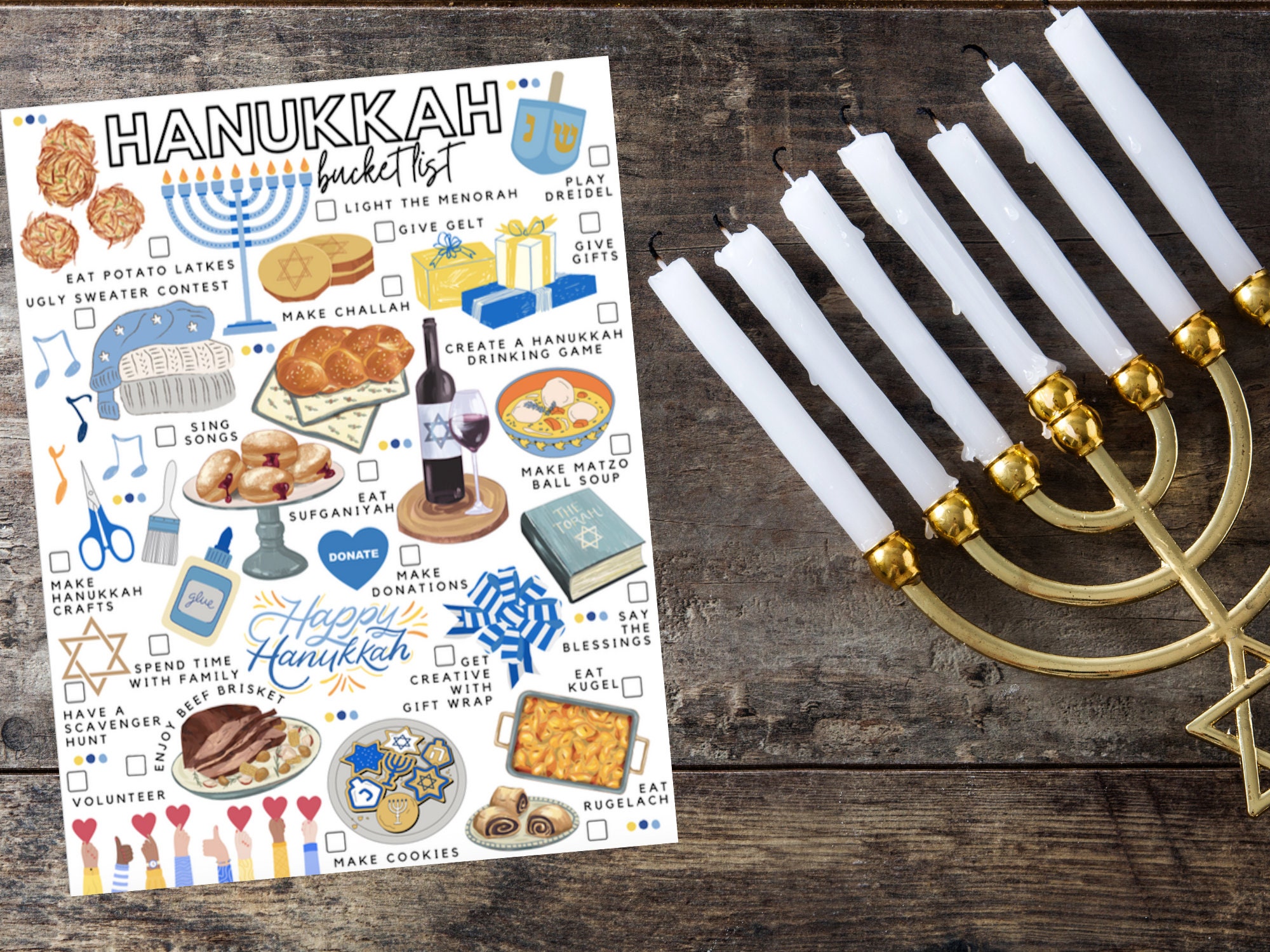 Printable Hanukkah Bucket List Hanukkah To-do List - Etsy