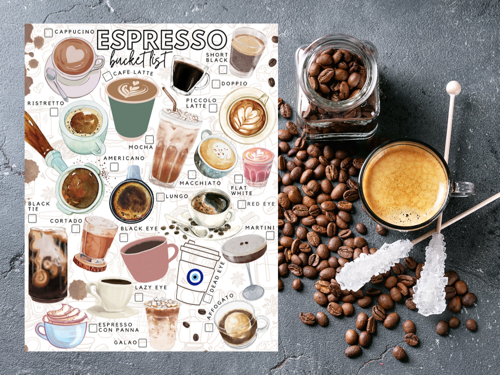 Printable Espresso Bucket List Espresso To-drink List - Etsy