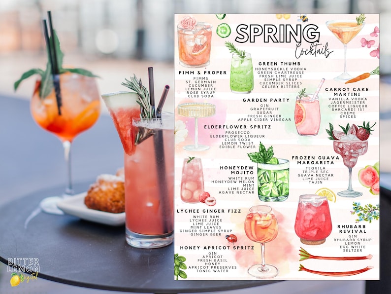 Printable Spring Cocktails List | Fresh Floral Seasonal Drink Recipes ...