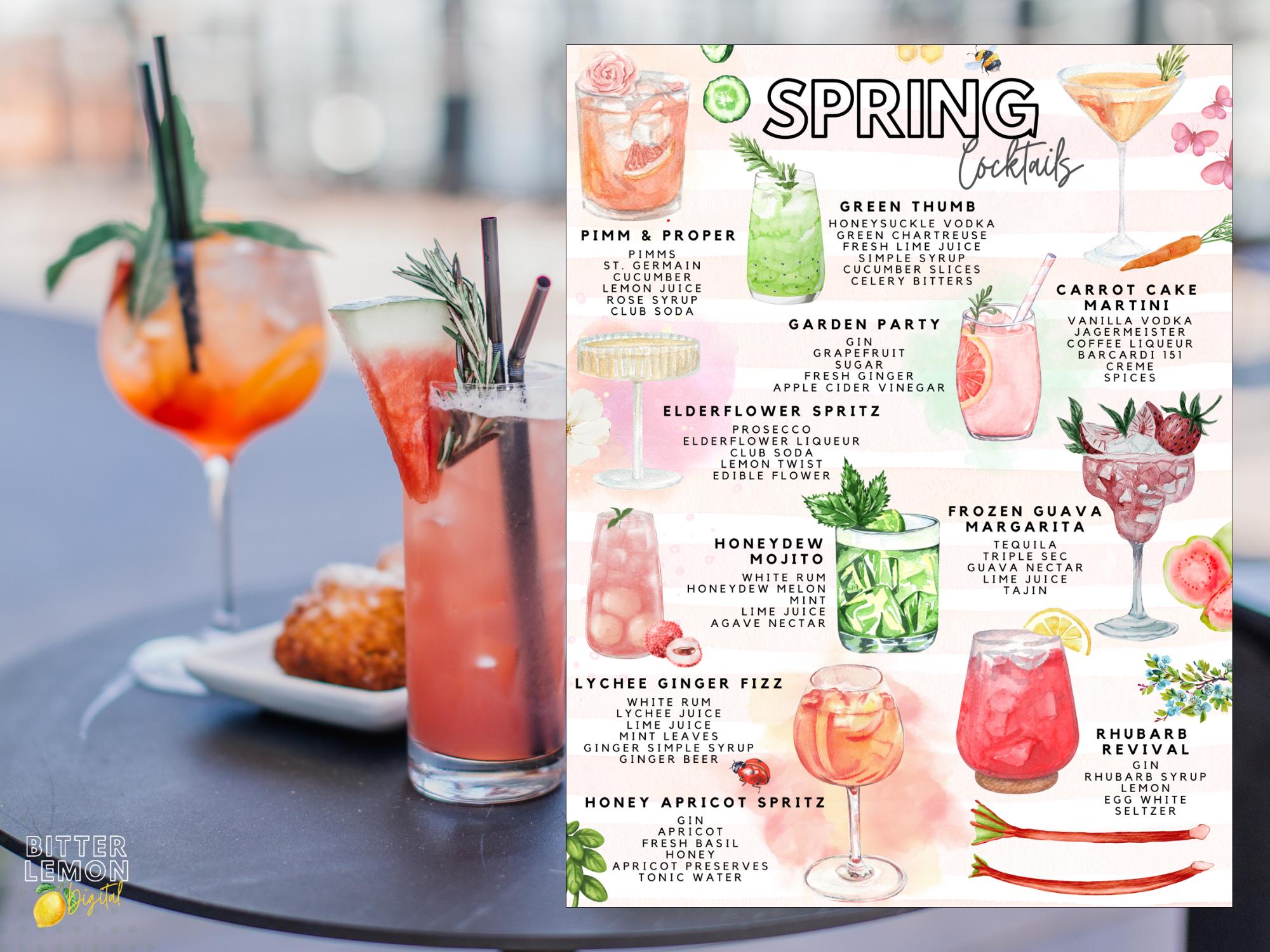 Printable Spring Cocktails List | Fresh Floral Seasonal Drink Recipes ...