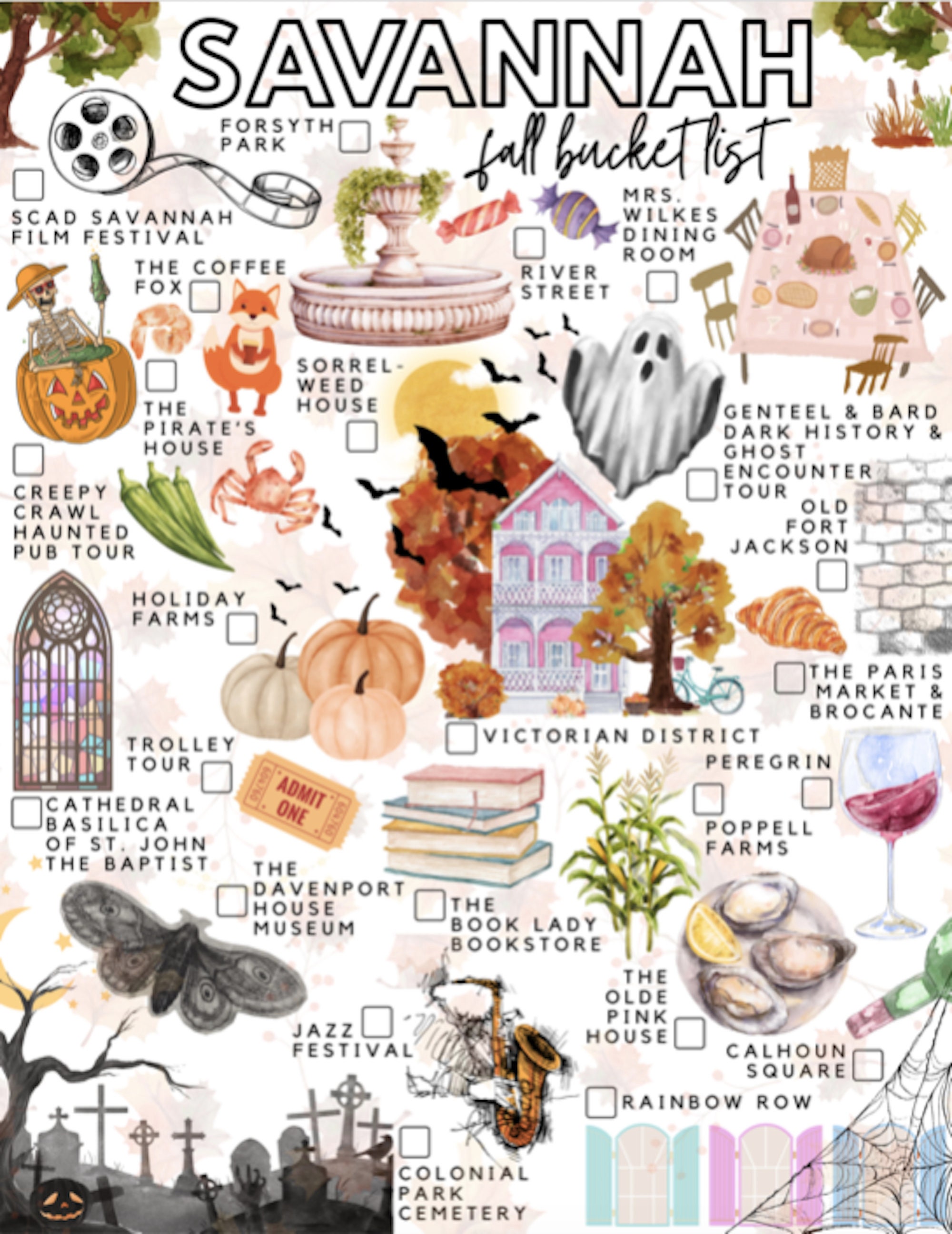 Printable Savannah Georgia Fall Bucket List | Southern Seasonal Fall To ...