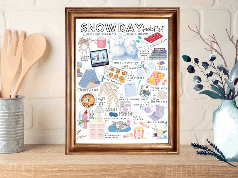 Printable Snow Day Bucket List Snow Day To-do List - Etsy