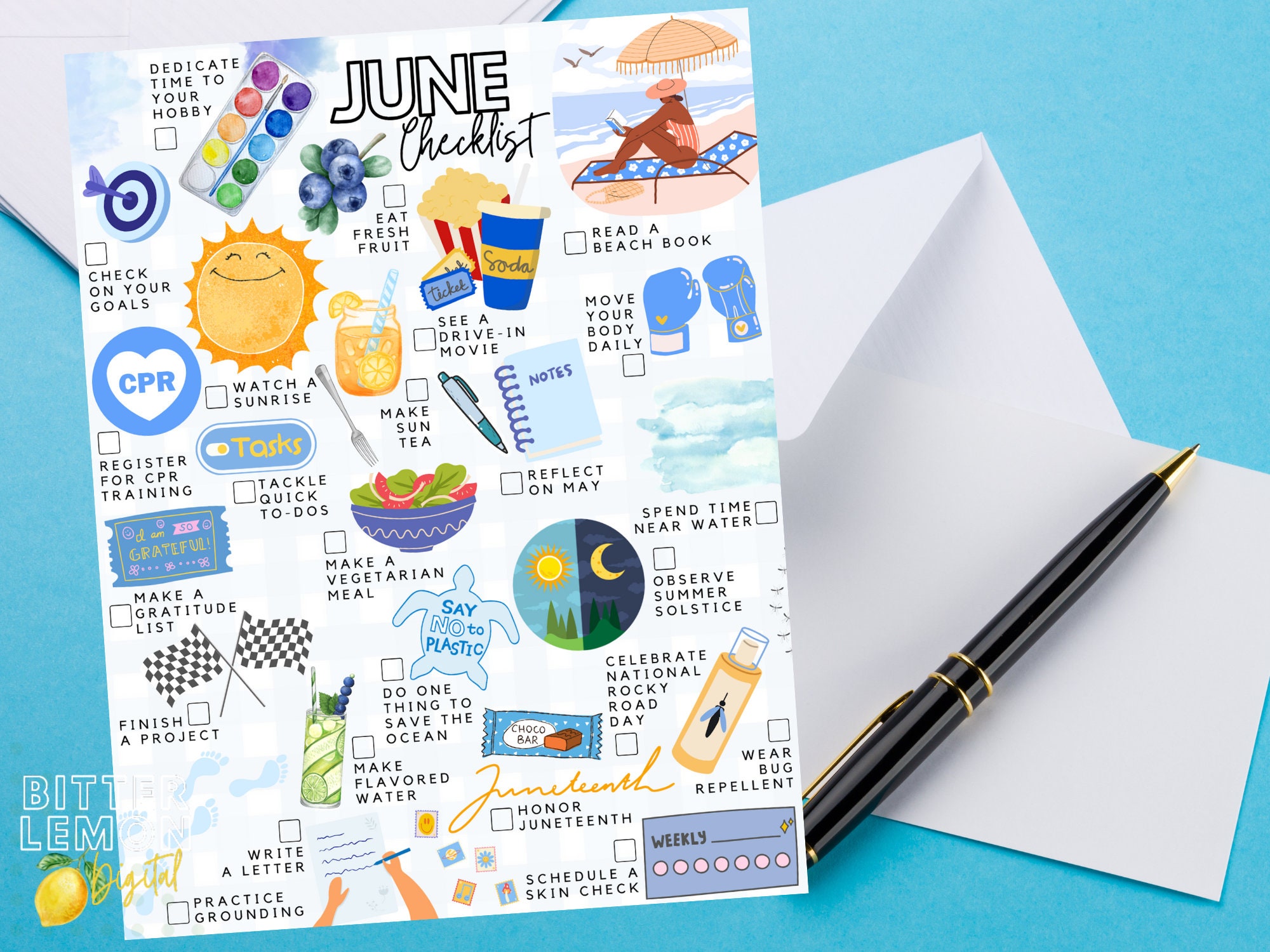 Printable June Checklist | June Bucket List - Etsy
