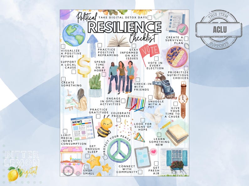 Printable Political Resilience Checklist | Political Self-care To-do ...