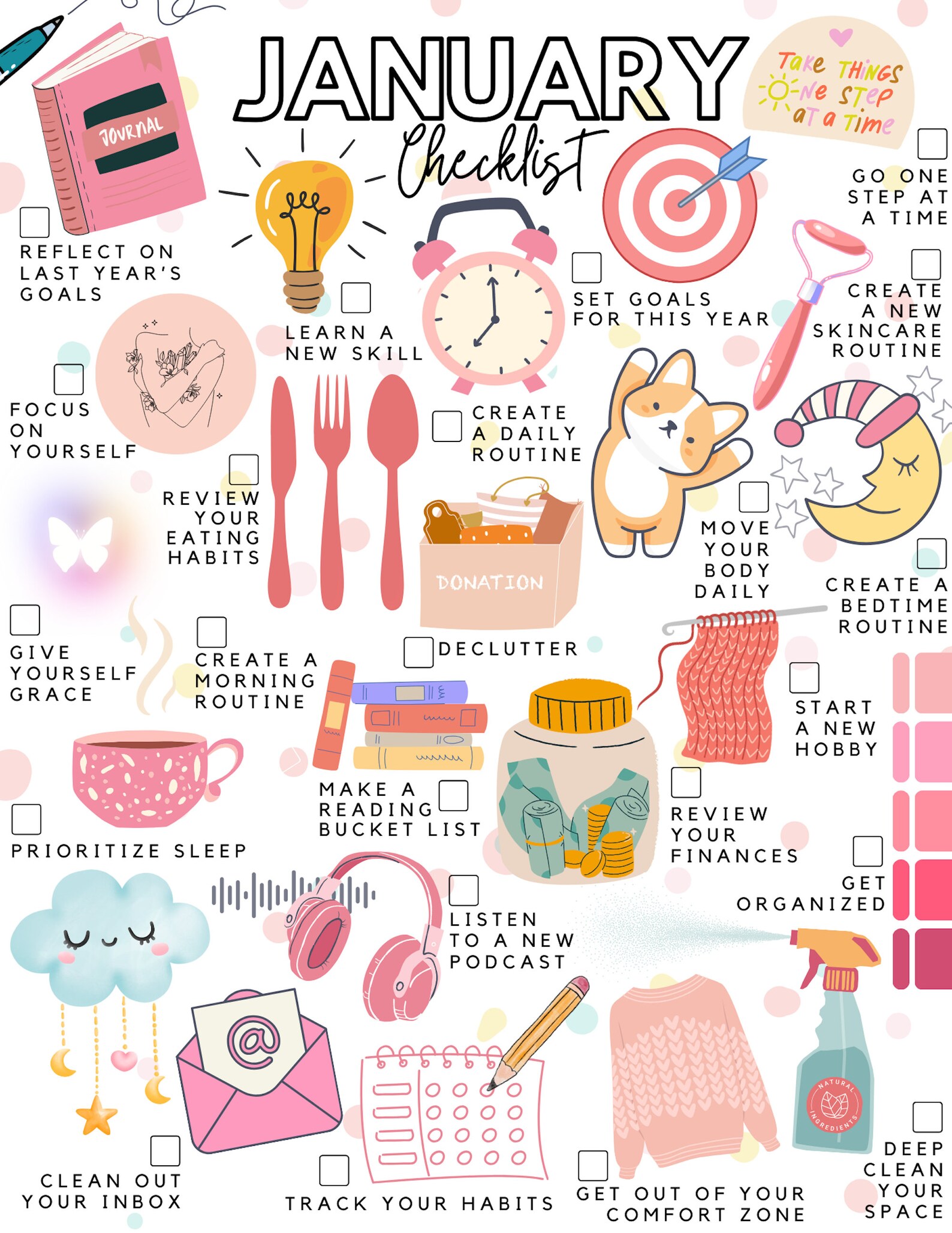 Printable January Checklist January Bucket List - Etsy