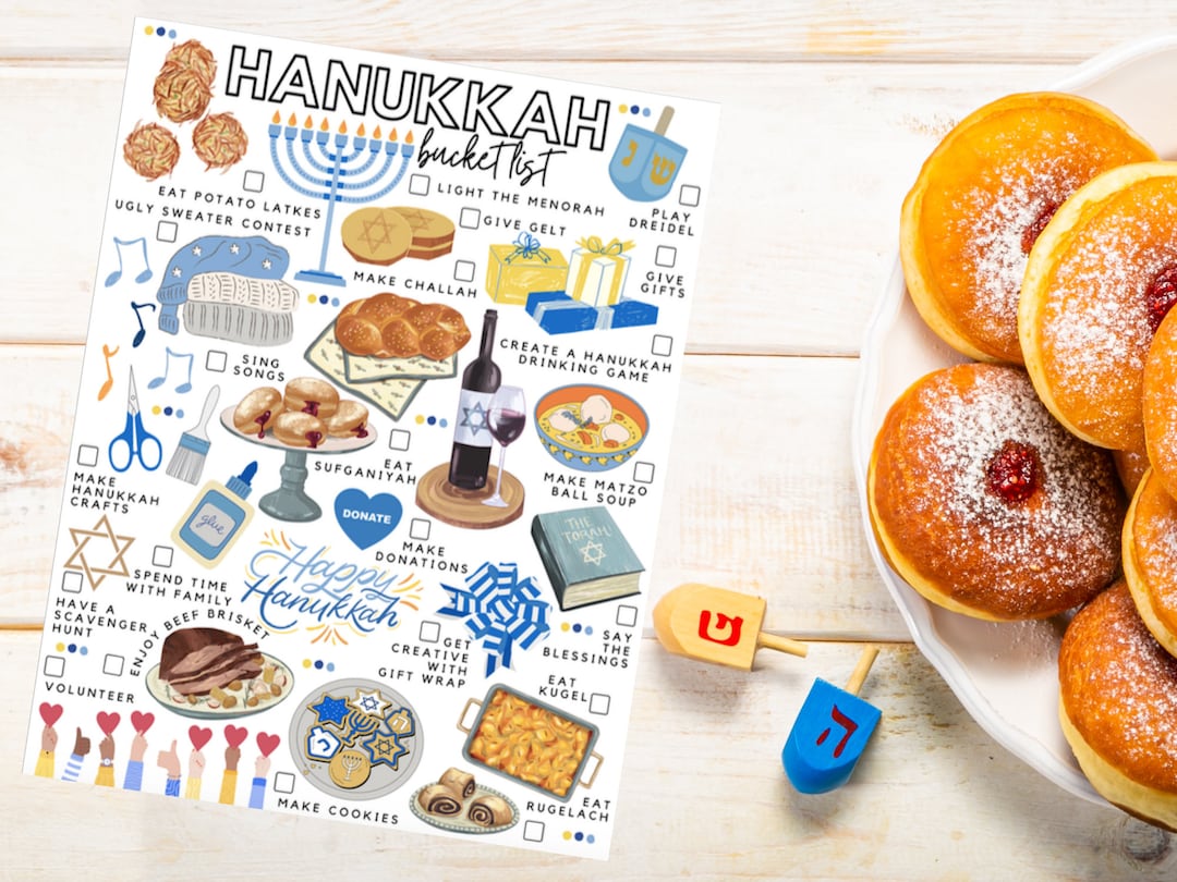 Printable Hanukkah Bucket List | Hanukkah To-do List - Etsy
