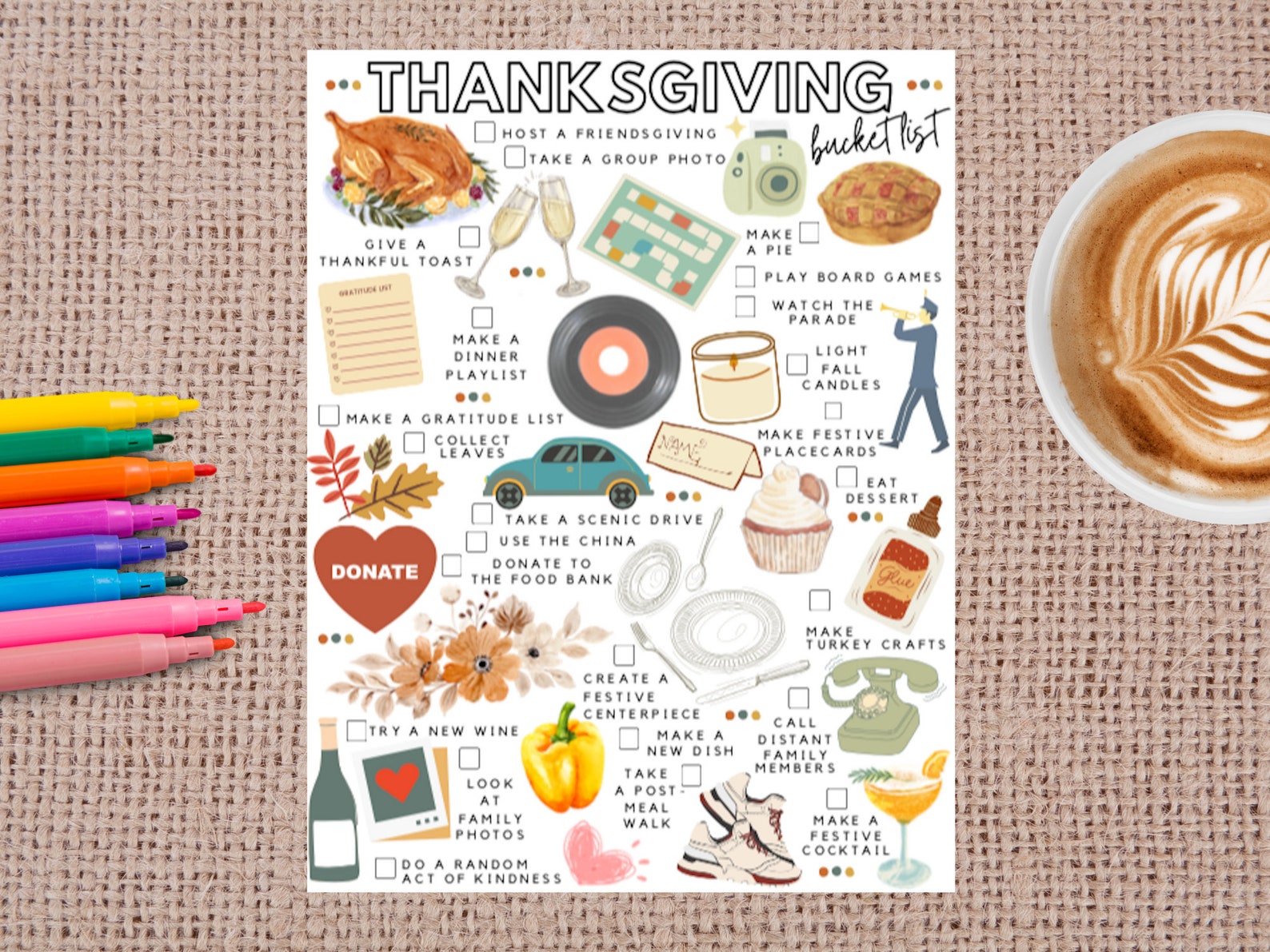 Printable Thanksgiving Bucket List: Holiday Activity Sheet (PDF) - Etsy