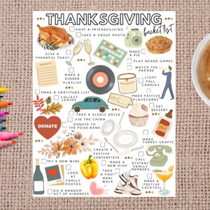 Printable Thanksgiving Bucket List: Holiday Activity Sheet (PDF) - Etsy