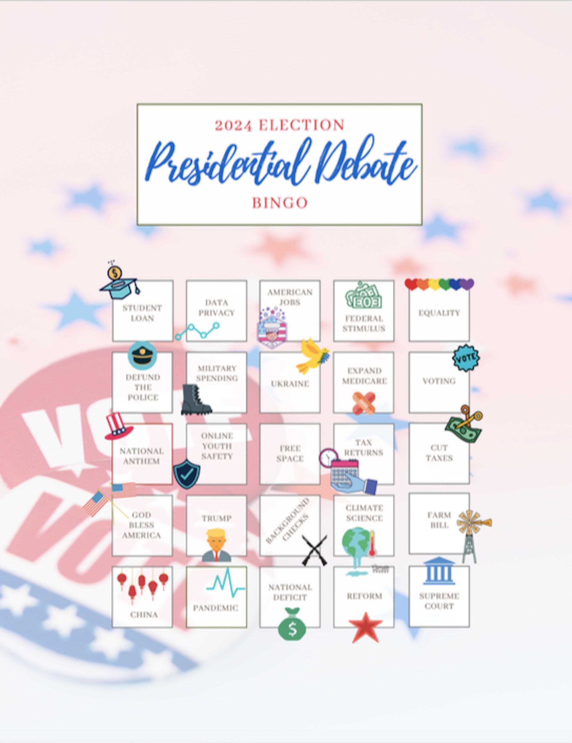 2024 Presidential Debate Printable BINGO Pack of 6 Debate - Etsy Canada