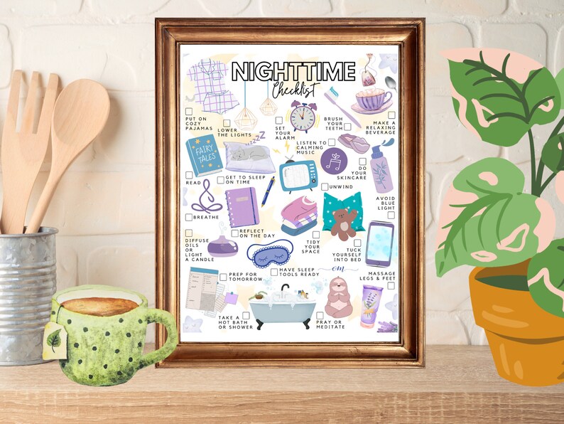 Printable Nighttime Checklist Bedtime Routine To-do List - Etsy
