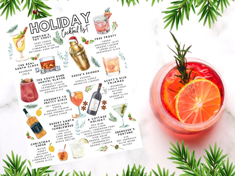 Printable Holiday Cocktail Recipes List (PDF Download) - Etsy