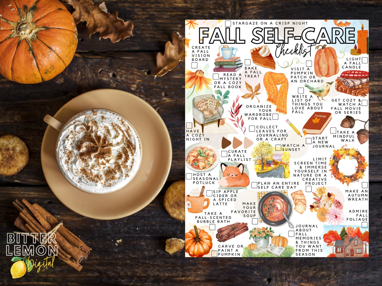 Printable Fall Self-care Bucket List | Autumn Self-love To-do List - Etsy