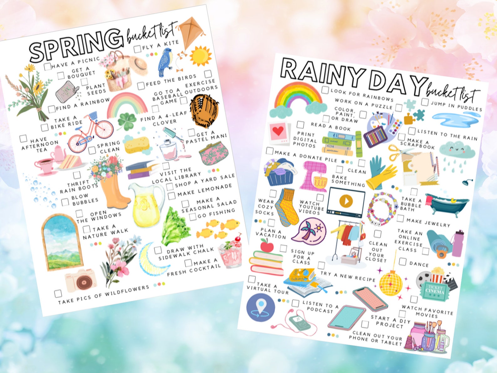 Printable Spring Bucket List Value Pack of 4 Spring To-do Lists - Etsy