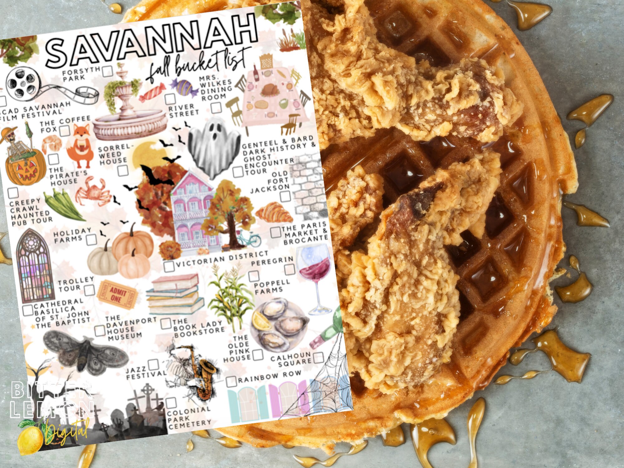 Printable Savannah Georgia Fall Bucket List Southern - Etsy