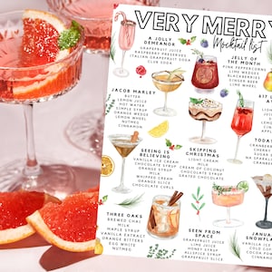 Printable Holiday Mocktail List | Christmas Mocktail Recipes - Etsy