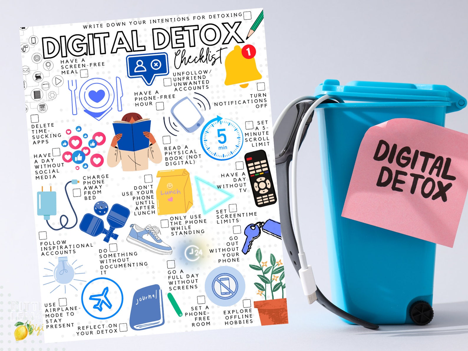 Printable Digital Detox Checklist | Social Media Detox To-do List - Etsy