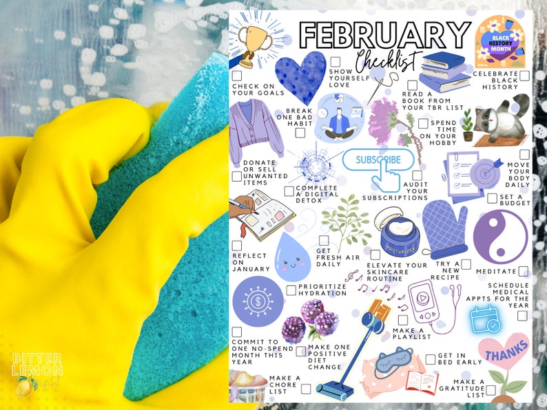 Printable February Checklist | February Bucket List - Etsy