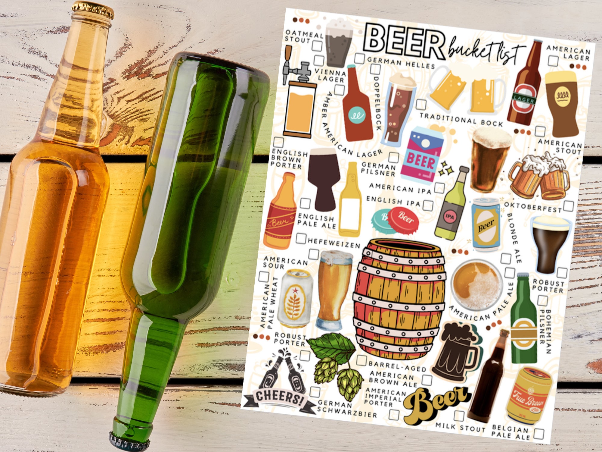 Printable Beer Bucket List Beer Lover's To-drink List Types of Beer - Etsy