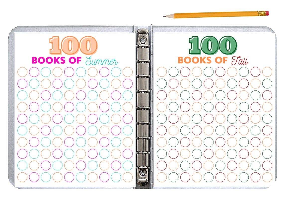 100 Book Tracker Printable Pages Seasonal - Etsy