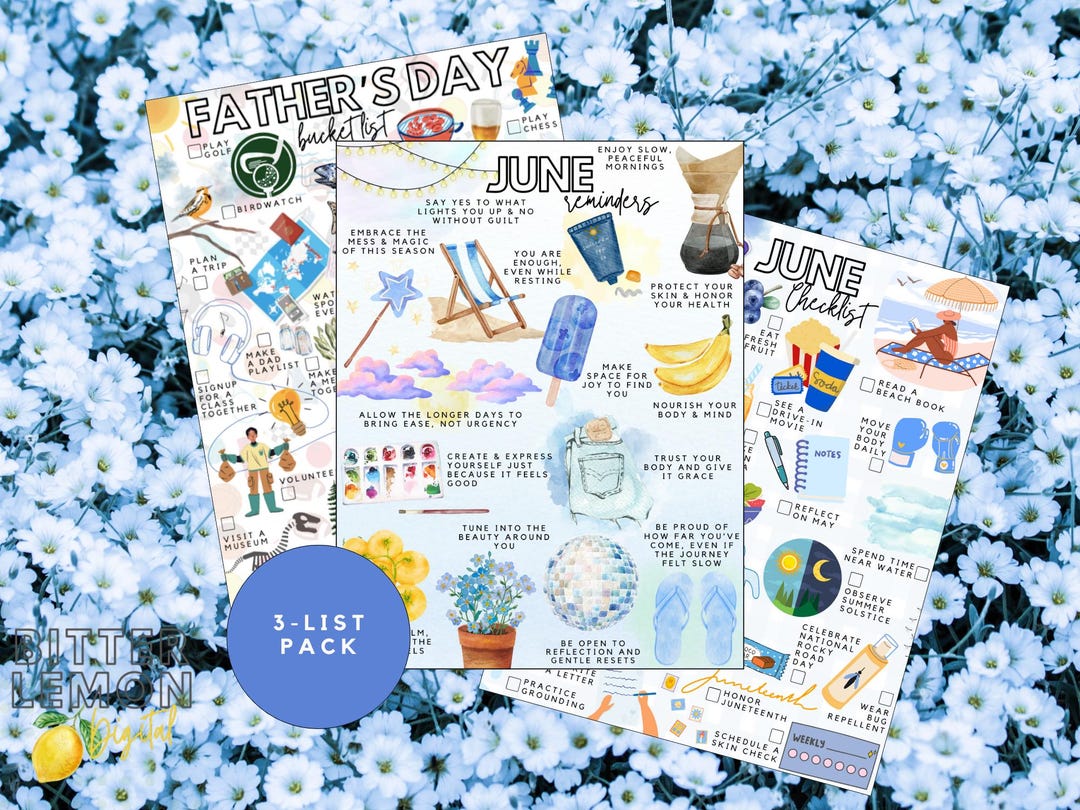 Printable June List Value Pack | June Reminders, Checklist, Bucket List ...