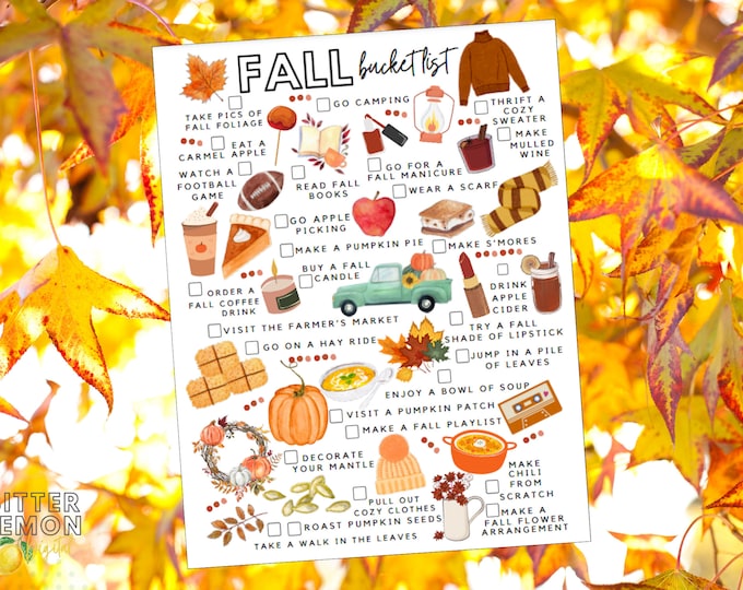 Fall Bucket List Template! 4 Different Template Options of Fall Themed Bucket Lists. - Etsy