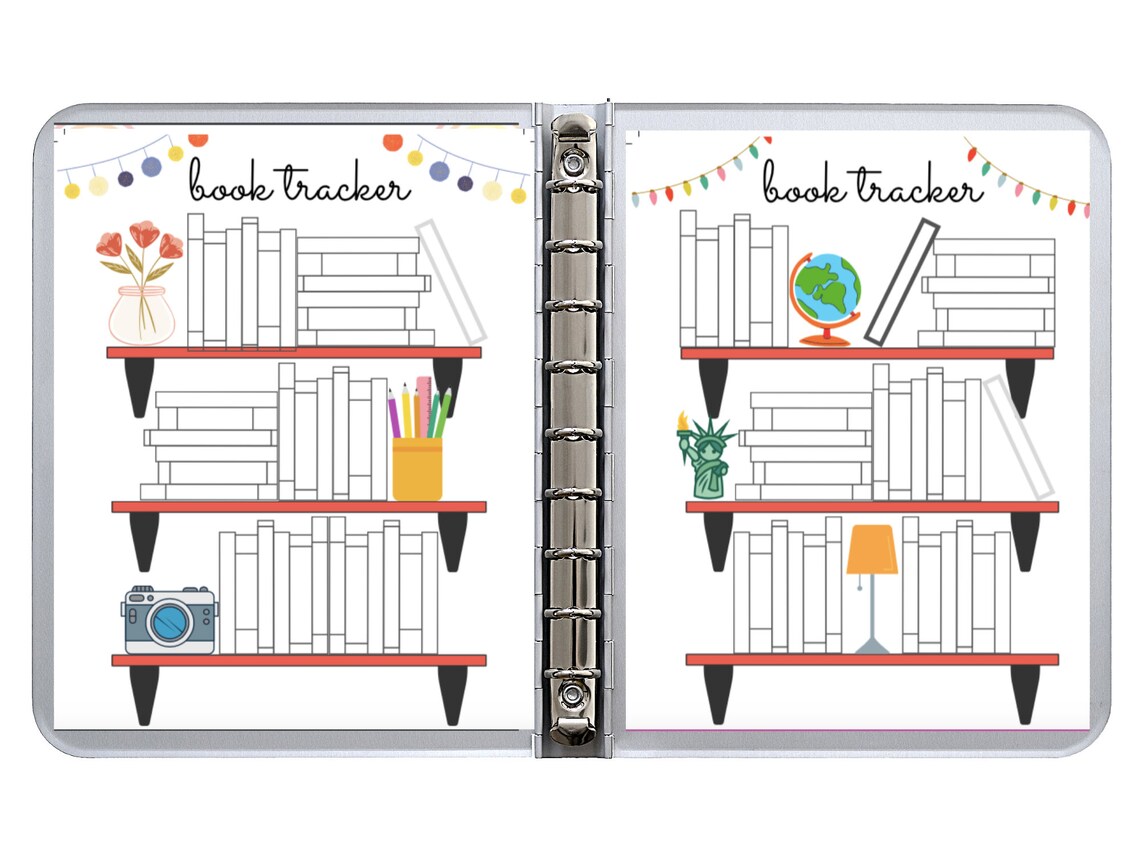 Book Tracker Journal Pages Bookshelf | Etsy