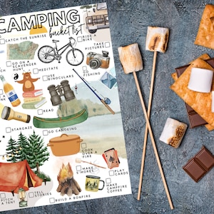 Printable Camping Bucket List | Camping Activities List - Etsy