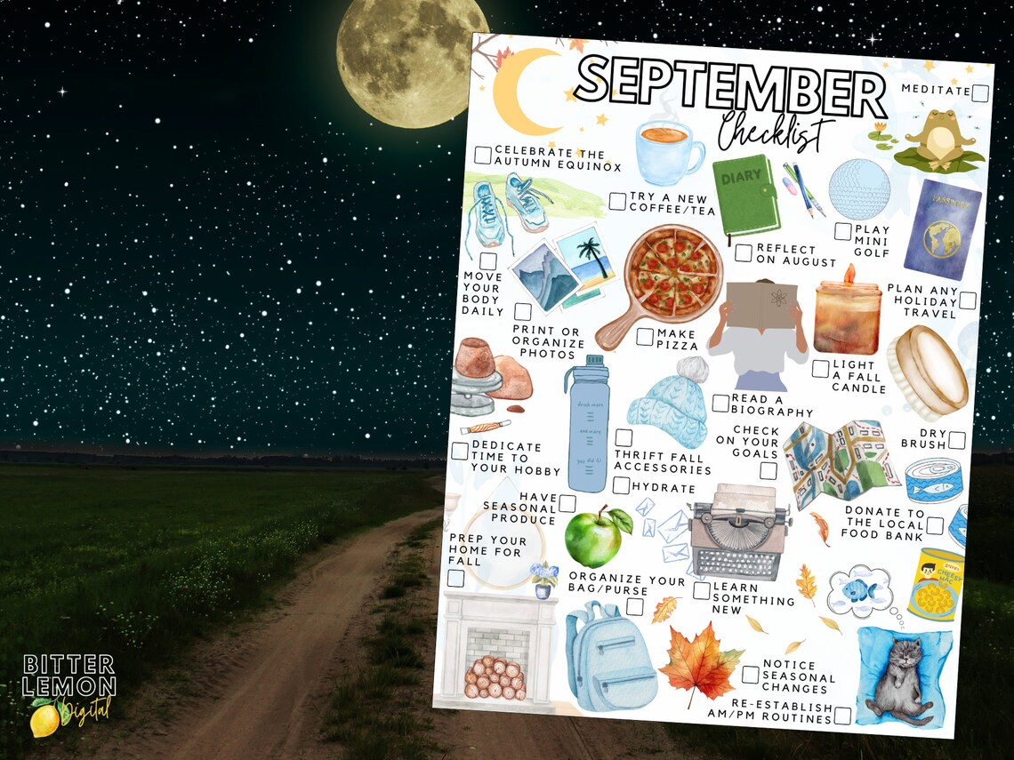 Printable September Checklist | September Bucket List - Etsy