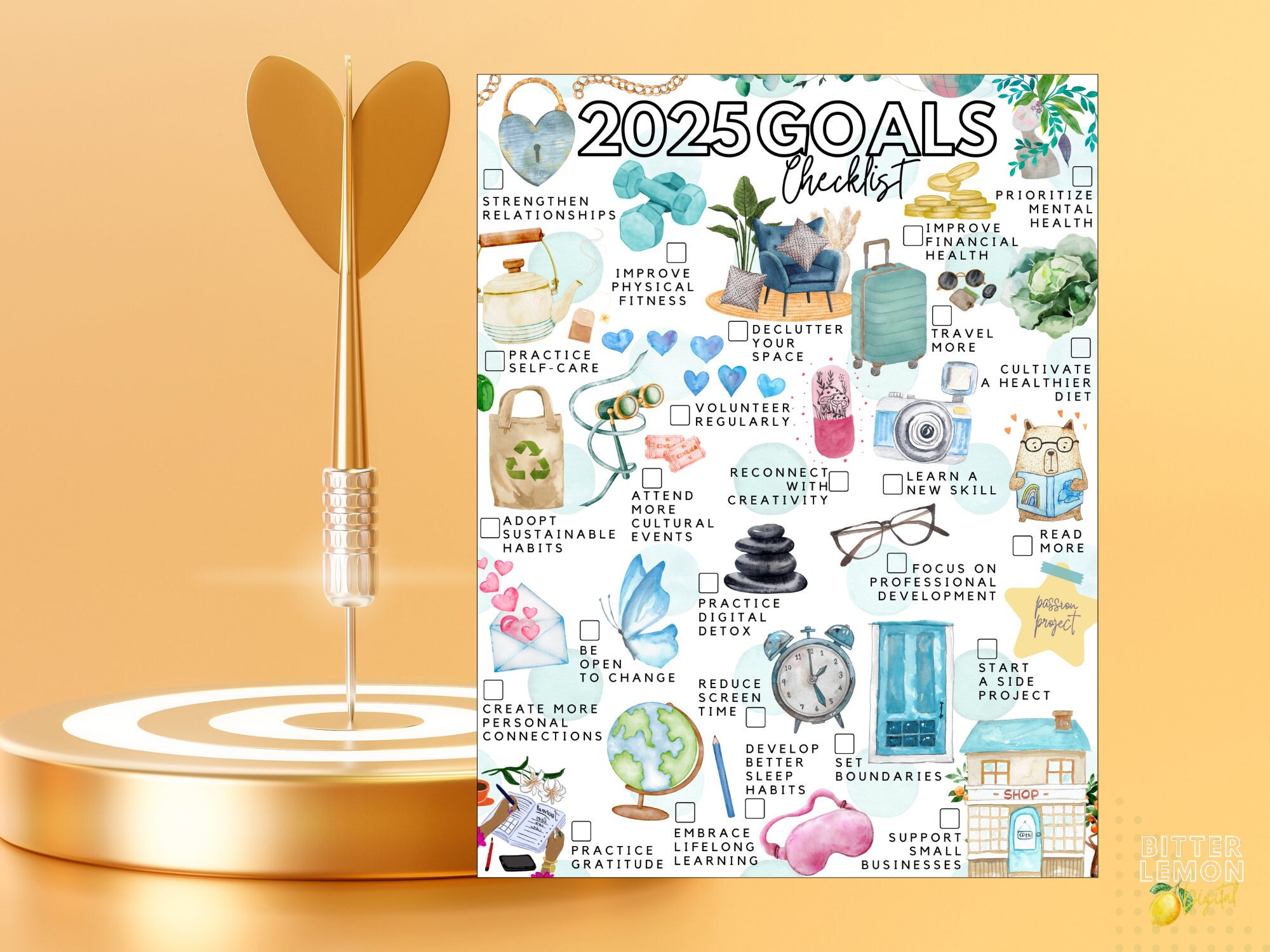 Printable 2025 Goals Checklist | 2025 New Year's Resolutions List - Etsy