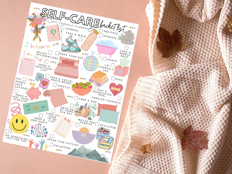 Printable Self-care Bucket List | Self-love To-do List - Etsy