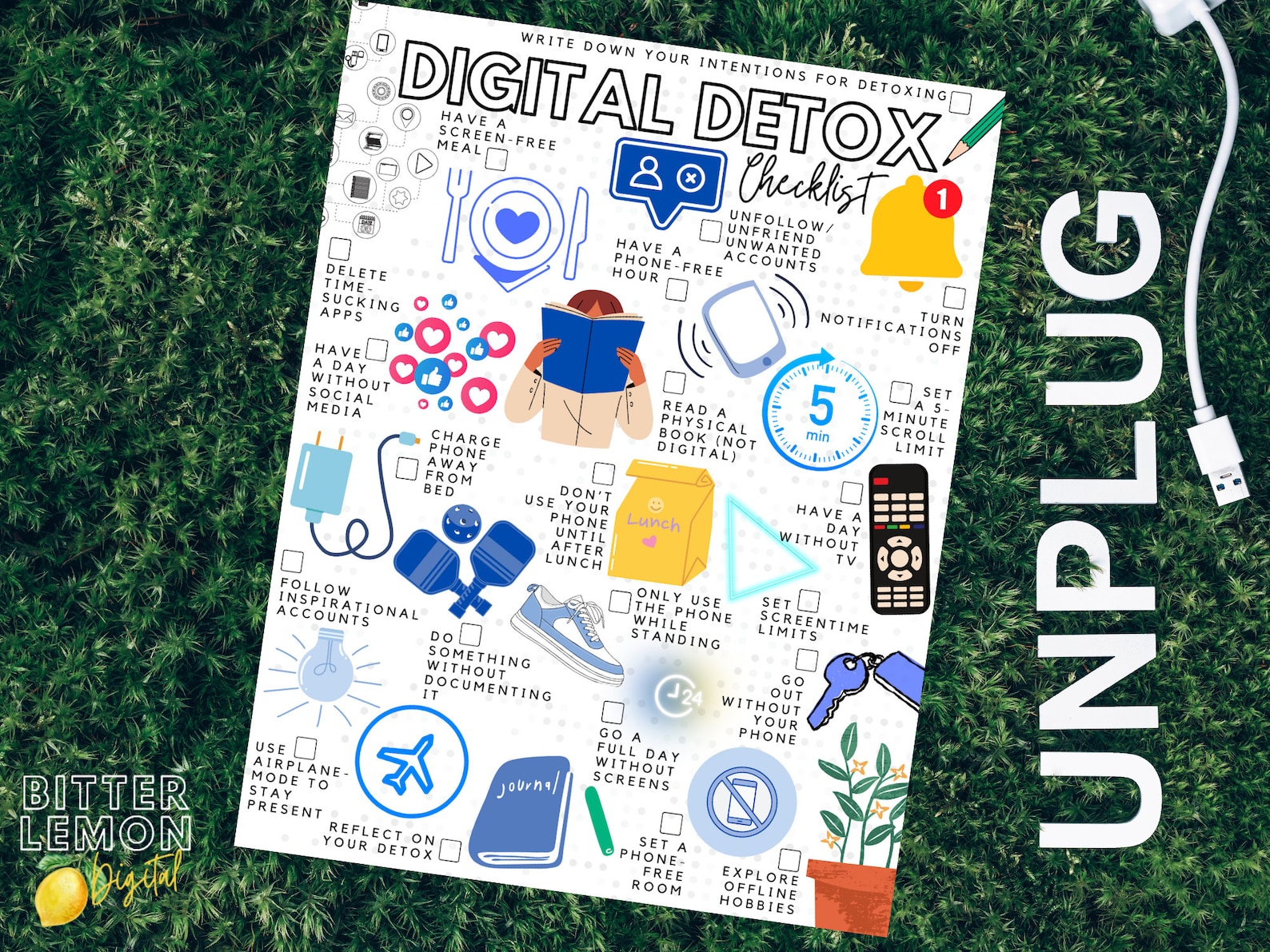 Printable Digital Detox Checklist Social Media Detox To-do List - Etsy