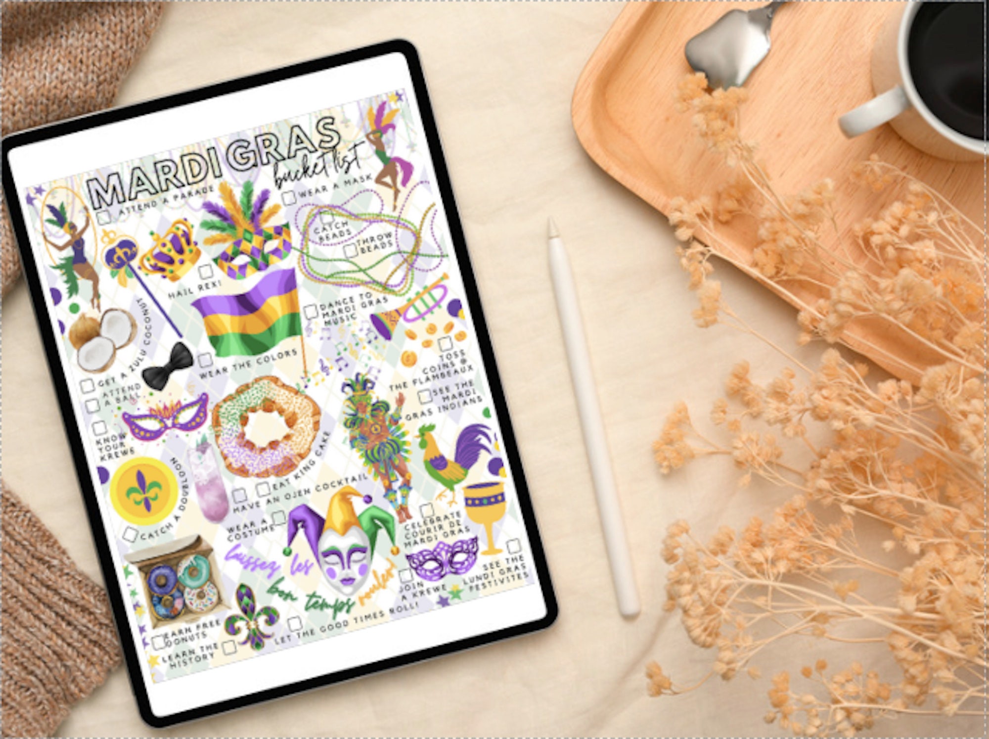 Printable Mardi Gras Bucket List: Carnival To-do (PDF) - Etsy