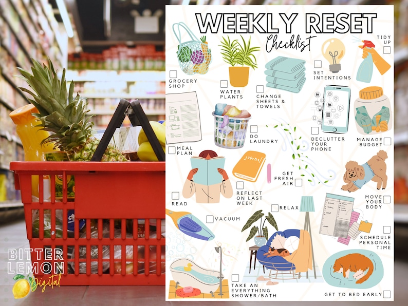 Printable Weekly Reset Checklist | Weekly Routine To-do List - Etsy