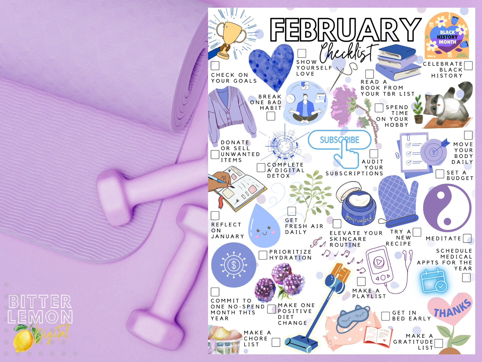 Printable February Checklist February Bucket List - Etsy