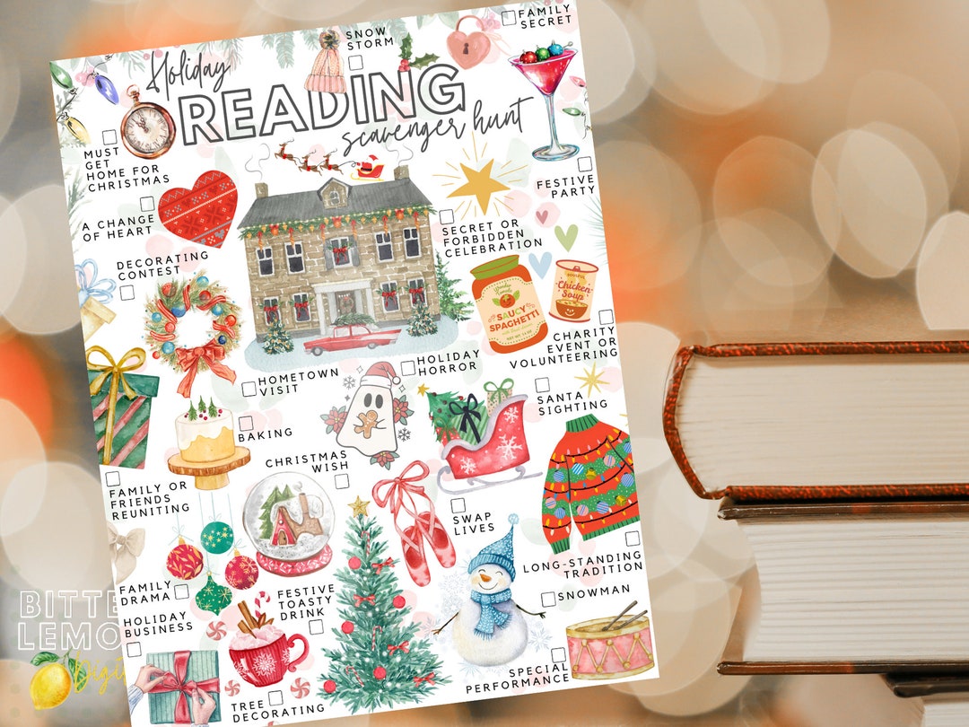 Printable Holiday Reading Scavenger Hunt | Christmas Reading Checklist ...