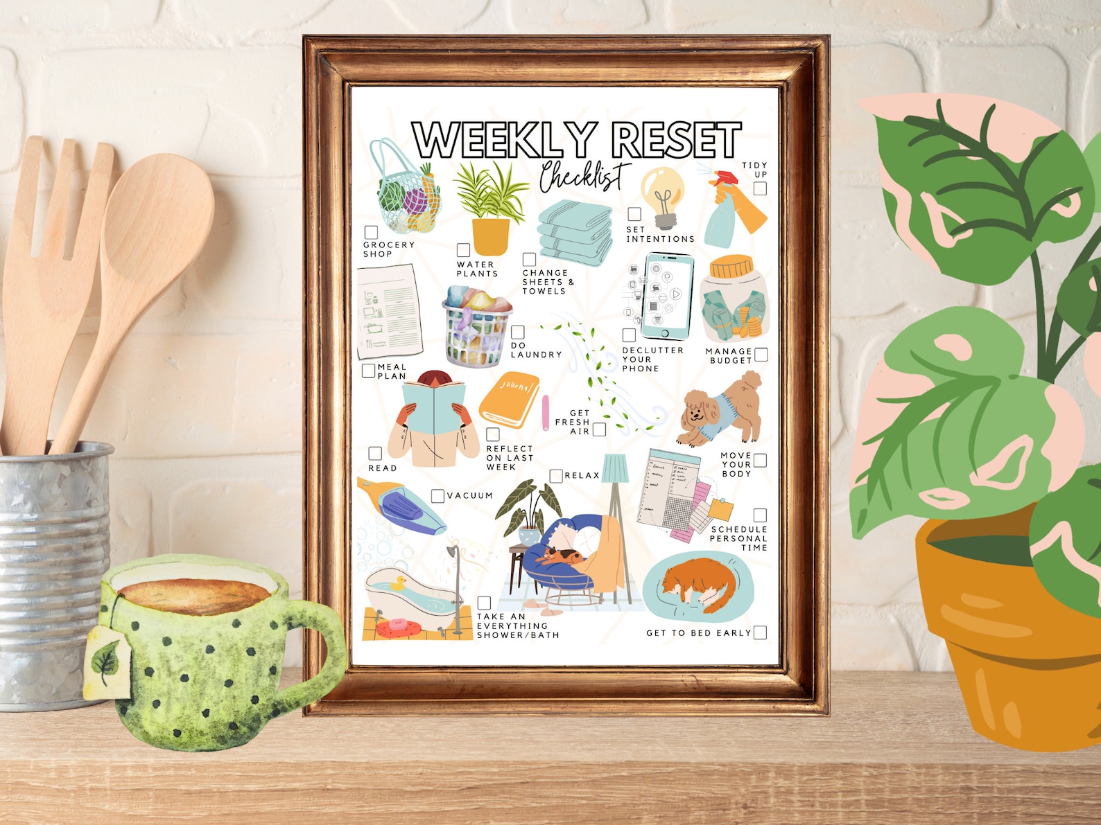 Printable Weekly Reset Checklist Weekly Routine To-do List - Etsy