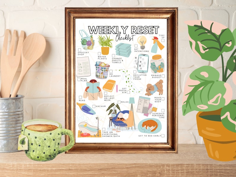 Printable Weekly Reset Checklist | Weekly Routine To-do List - Etsy