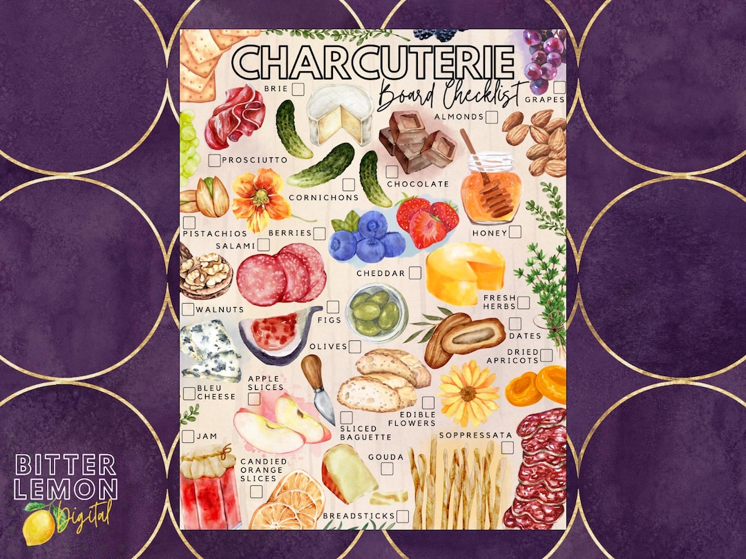 Printable Charcuterie Board Checklist | Meat and Cheese Board Grocery ...