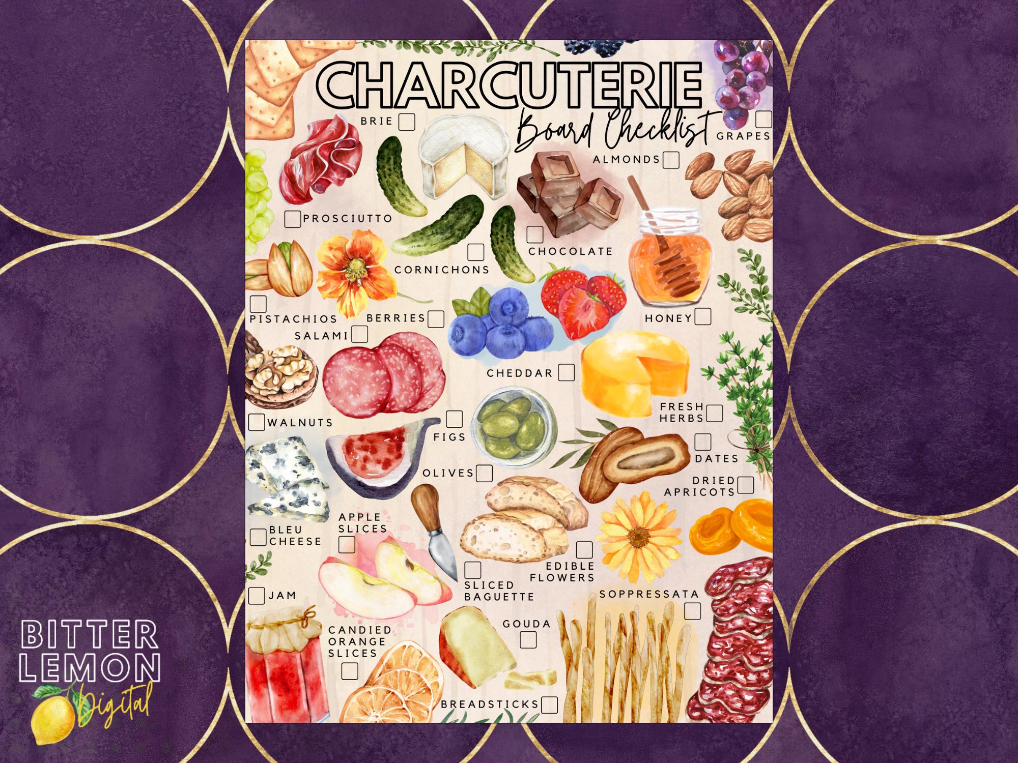 Printable Charcuterie Board Checklist | Meat and Cheese Board Grocery ...
