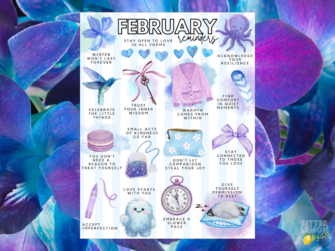 Printable February Reminders List | February Affirmations - Etsy