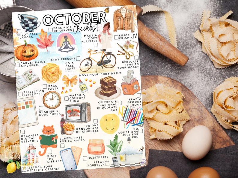 Printable October Checklist | October Bucket List - Etsy