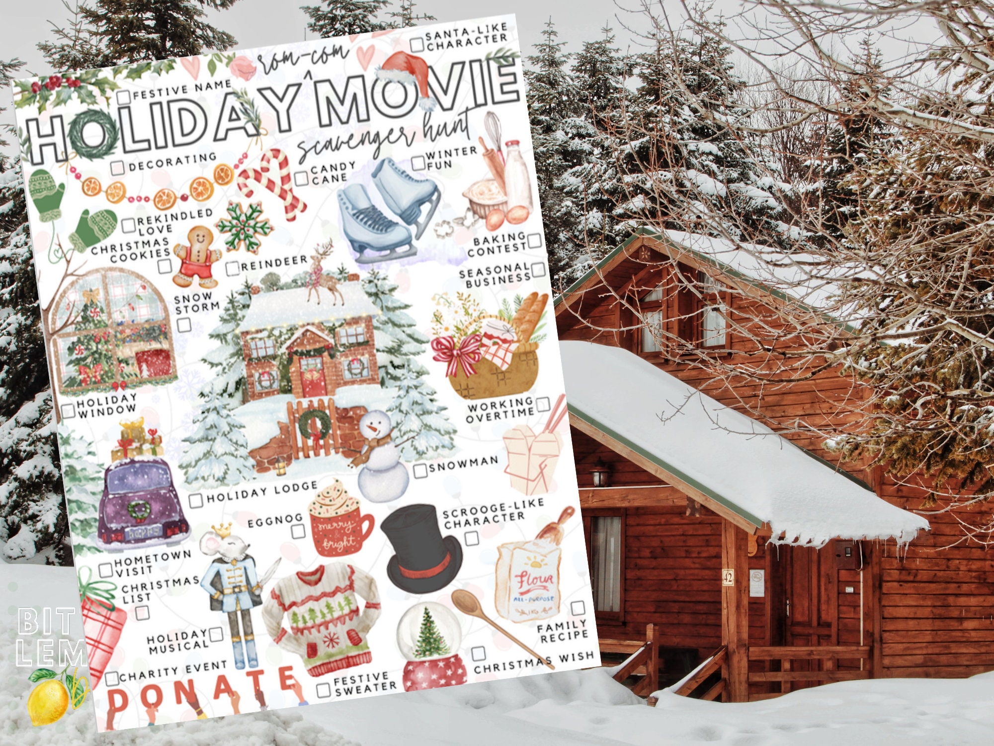 Printable Holiday Movie Scavenger Hunt Christmas Rom-com Movie ...