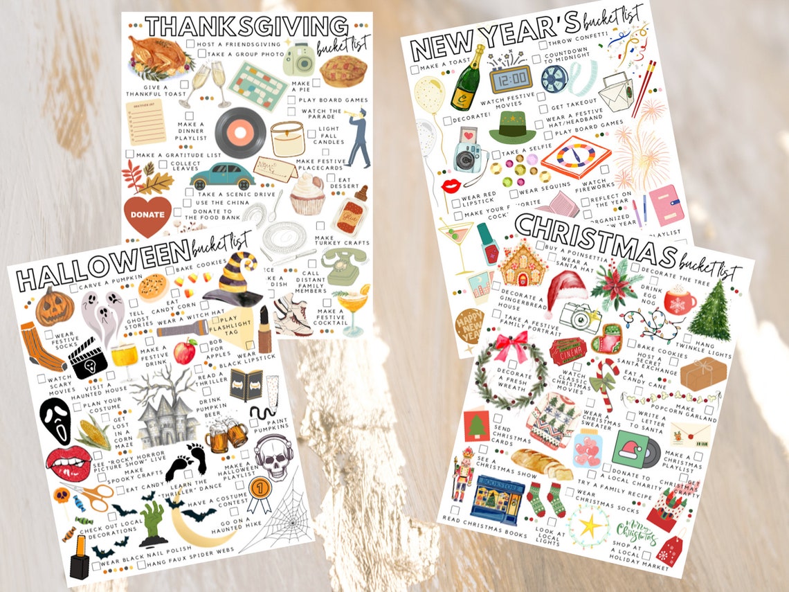 Printable Holiday Bucket List Value Pack of 4 Holiday To-do - Etsy