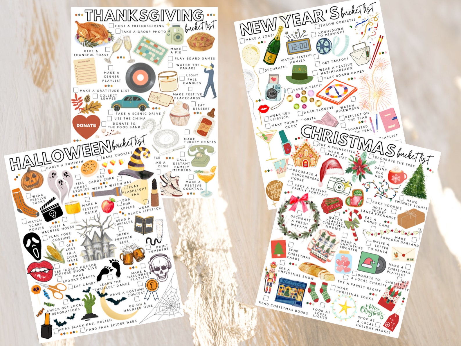Printable Holiday Bucket List Value Pack of 4 Holiday To-do - Etsy