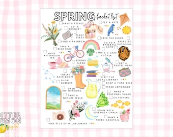 Spring Bucket List Printable, to Do List, Kids Activities, Spring ...