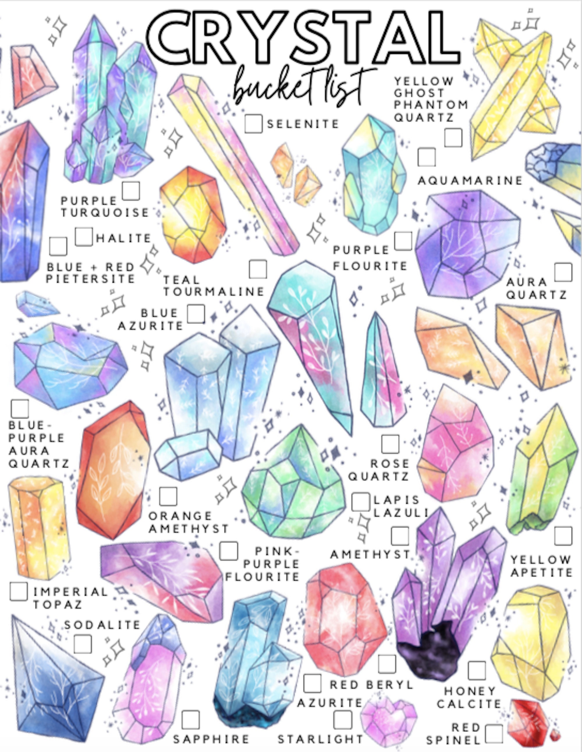 Printable Crystal Bucket List: Gem Collector Checklist (PDF Download ...