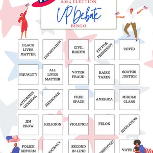 2024 Vice Presidential Debate Printable BINGO Pack of 6 | Election ...