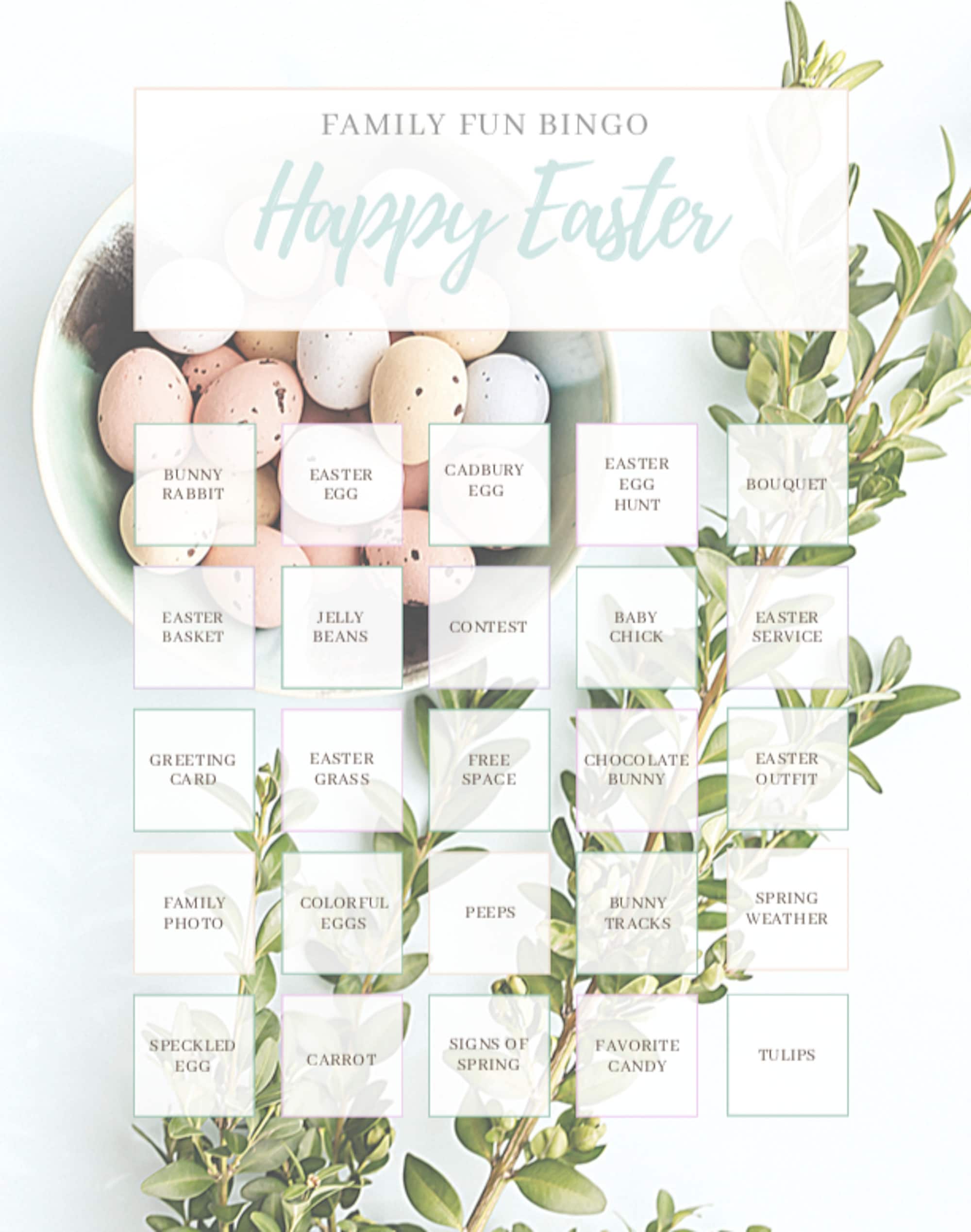 Easter Family Fun Printable BINGO Card Pack of 6 - Etsy
