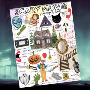 Printable Scary Movie Scavenger Hunt | Horror Movie Checklist - Etsy